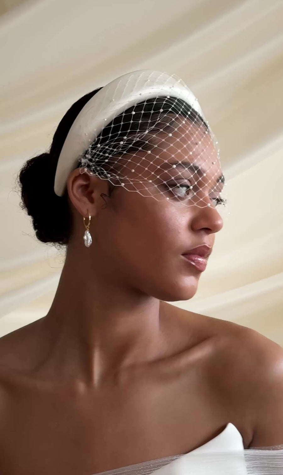 Keisha Ivory Pearl Birdcage Veil by Debbie Carlisle | Handmade Bridal ...