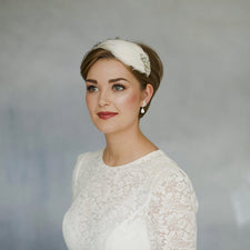 Ava Silver Crystal and Feather Wedding Headband - Ivory or White ...
