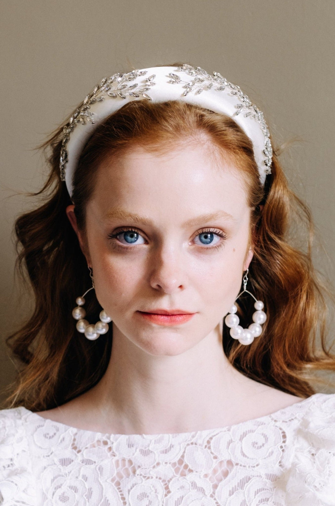 Angelica Ivory Padded Headband With Crystal Leaves - Silver or Gold ...