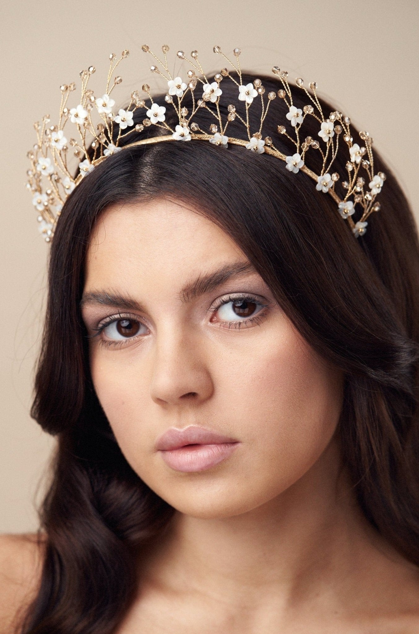 Isobel Ivory Boho Crystal Flower Crown in Gold or Silver – Debbie Carlisle