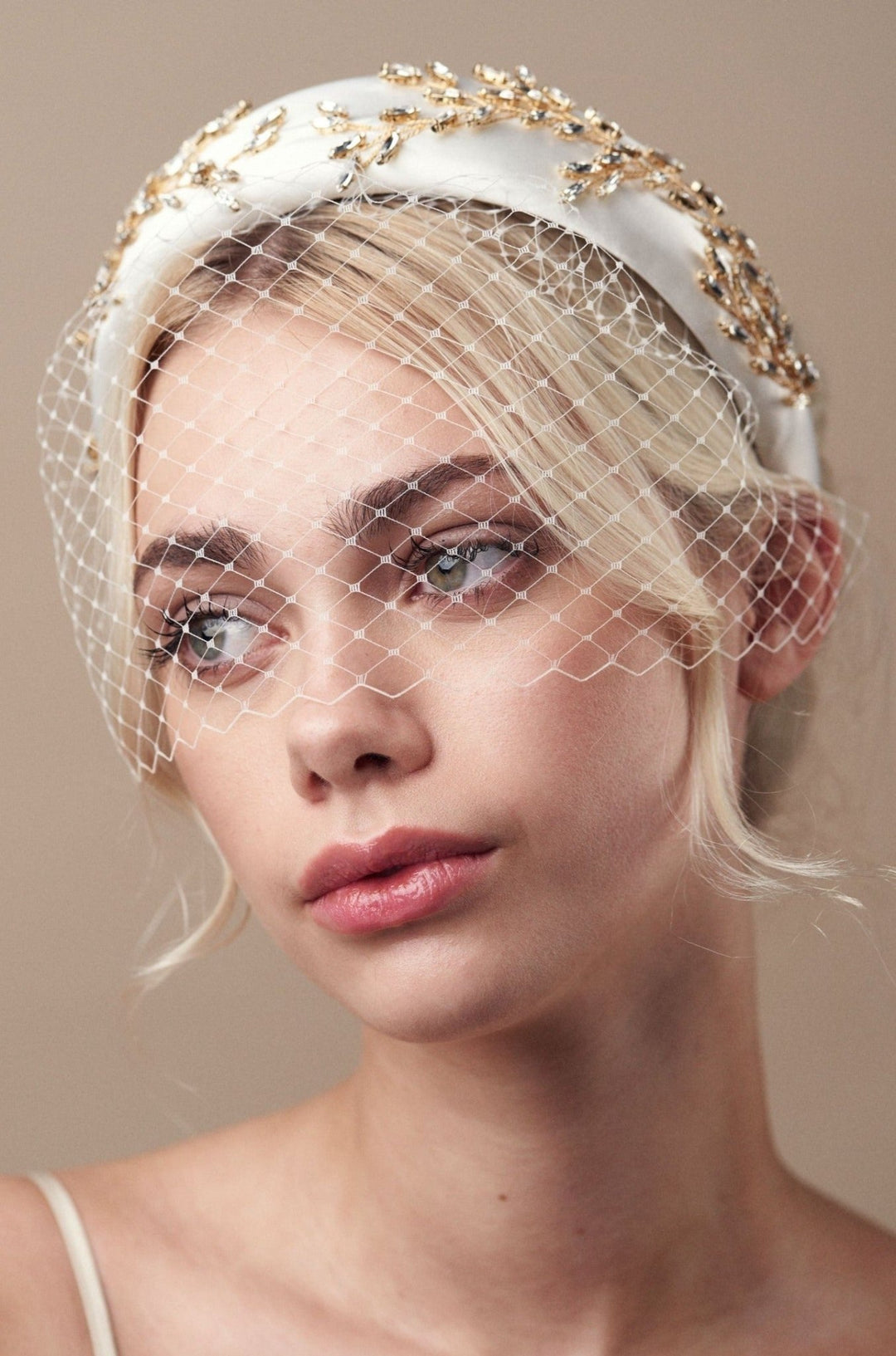 Angelica Ivory Padded Headband With Crystal Leaves - Silver or Gold ...
